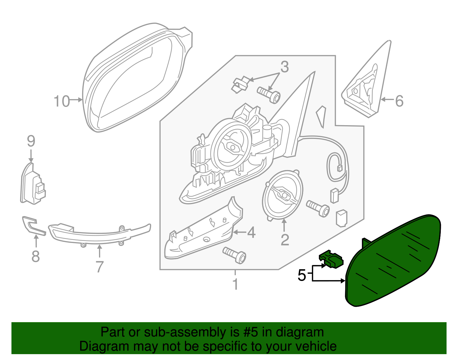 2008-2018 Audi Mirror Glass 4F0-857-536-AL | Audi OEM Parts Guy