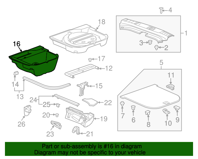 2010-2016 Cadillac SRX Cargo Floor Stowage Compartment Divider 22778826 ...