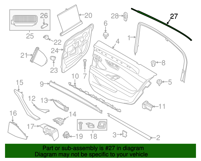 2011-2016 BMW Optical conductor, door rear upper right 63-31-9-186-638 ...