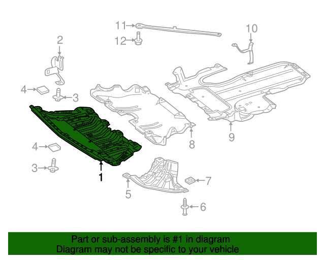 213-520-09-00 - Radiator Support Splash Shield 2017-2023 Mercedes-Benz ...