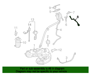 166-470-33-64 - Fuel Tank Vent Hose 2012-2016 Mercedes-Benz ...