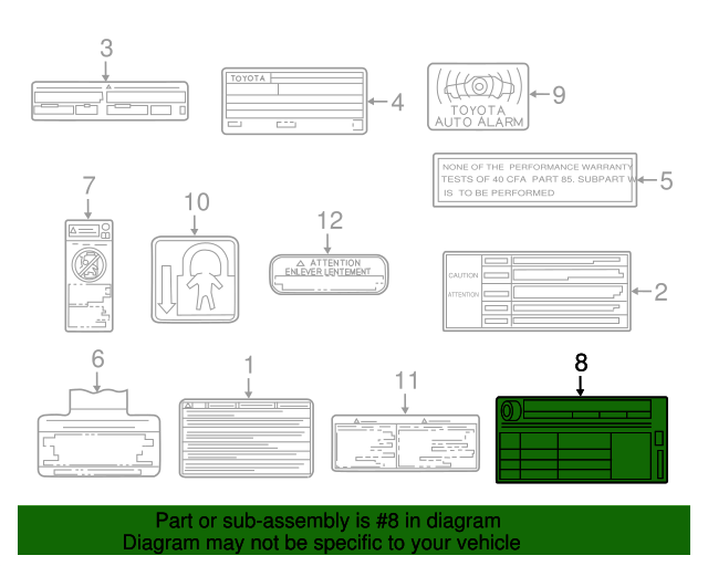 Toyota 2015-2017 Toyota Camry Tire Press Label 42661-06722 | Toyota Parts