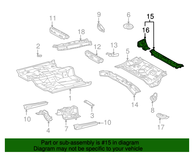 88970853 - Rear Cross-Member 2003-2010 Pontiac Vibe | Gateway Buick GMC ...