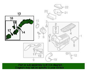 2012-2014 Volkswagen Passat Engine Air Intake Hose 3C0-129-618-D ...