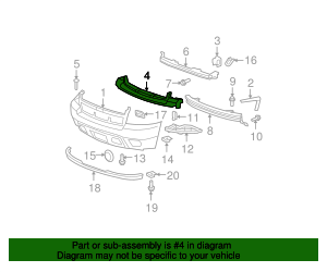 15882454 - Front Bumper Fascia Center Support 2007-2014 Chevrolet ...