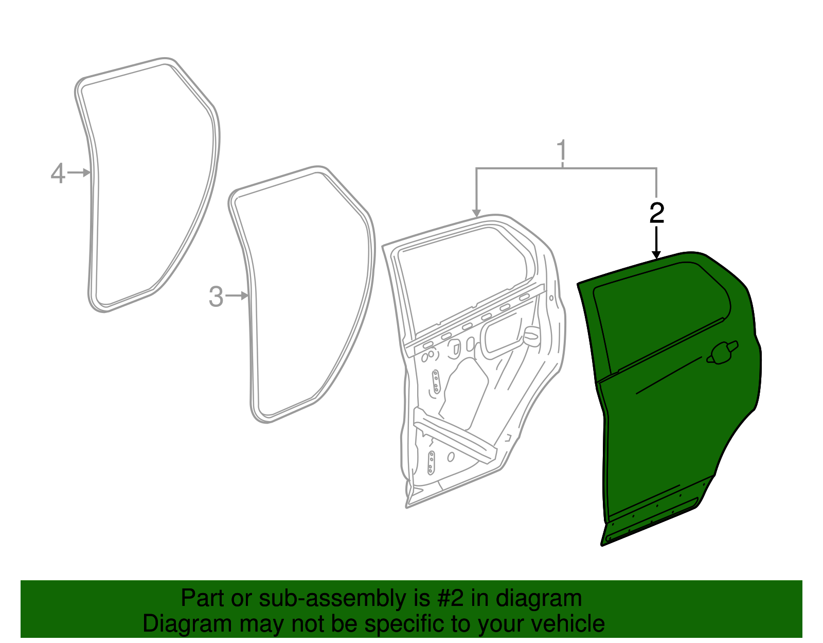 2018-2024 Chevrolet Equinox Rear Driver Side Door Outer Panel 84412592 ...