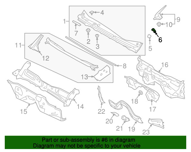 2017-2022 Subaru Cowl Grille Cover 91461FL10A | QuirkParts