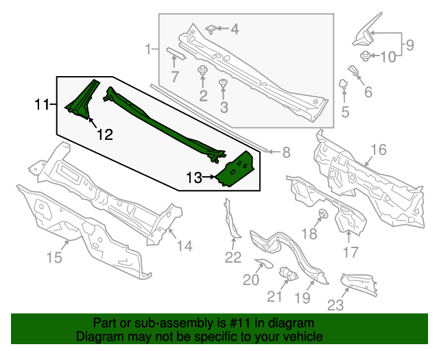 51060FL00A9P - Cowl Panel 2017-2023 Subaru Impreza | Subaru Factory ...