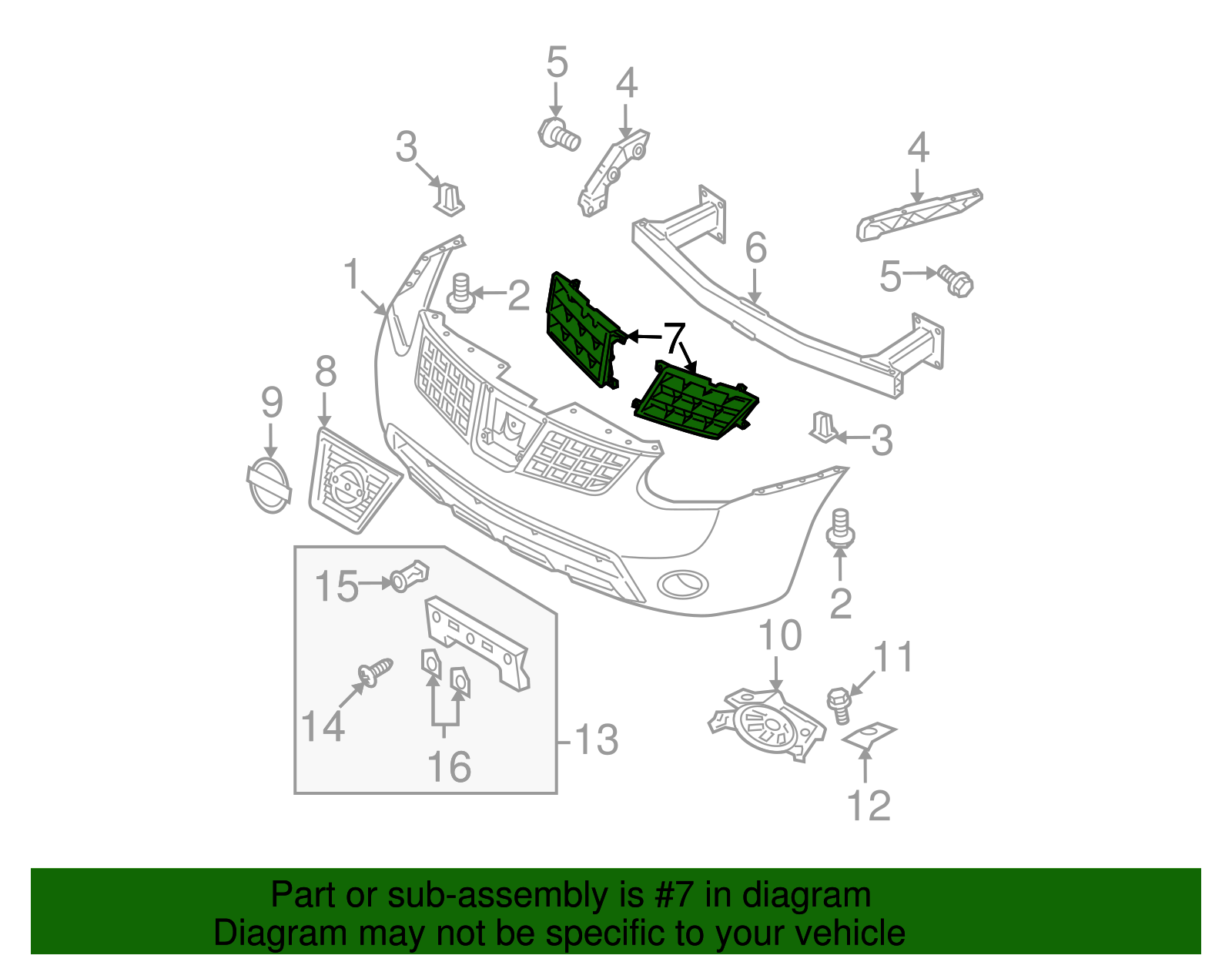 2008-2010 Nissan Rogue Inner Grille 62059-JM00A | QuirkParts