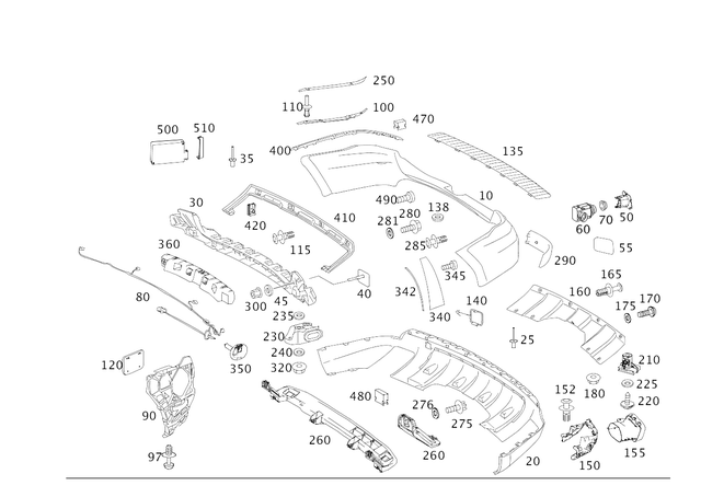 164-885-91-25 - Trim, Bumper 2007-2012 Mercedes-Benz | Mercedes-Benz ...