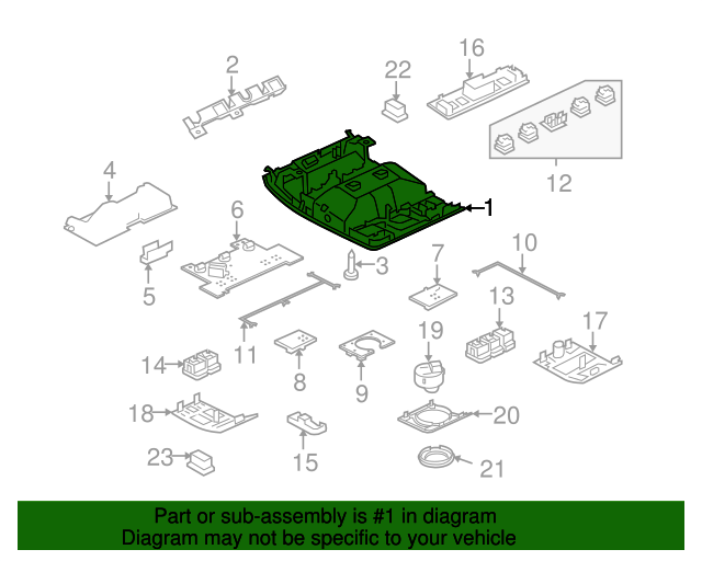 2003-2010 Porsche Cayenne Overhead Console 955-555-557-01-A03 ...