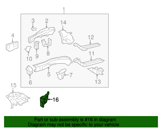 2015-2017 Toyota Camry Fender Rail Bracket 51702-06010 | Toyota Parts ...