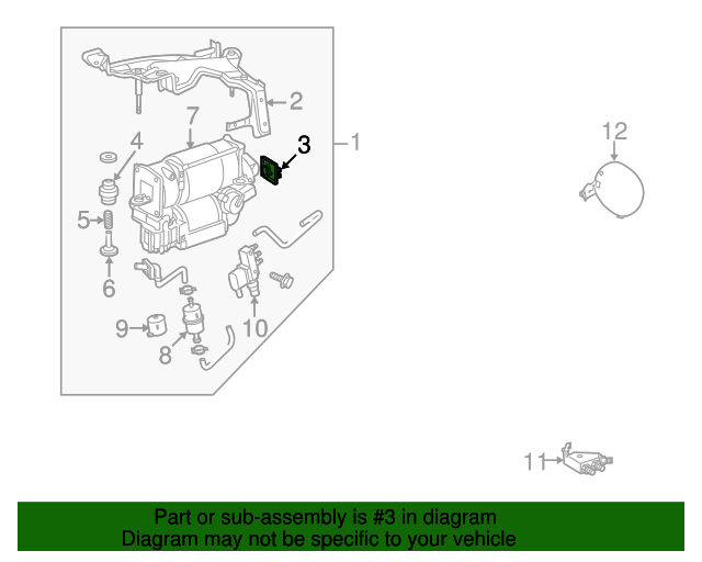 002-545-08-40 - Air Suspension Compressor Bracket 2003-2013 Mercedes ...