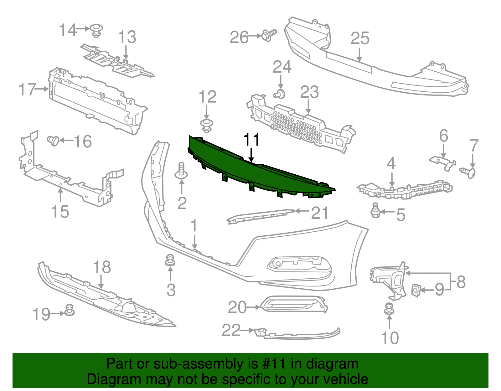 2018-2020 Honda Accord Bumper Cover Spacer Panel 71105-TVA-A00ZZ ...