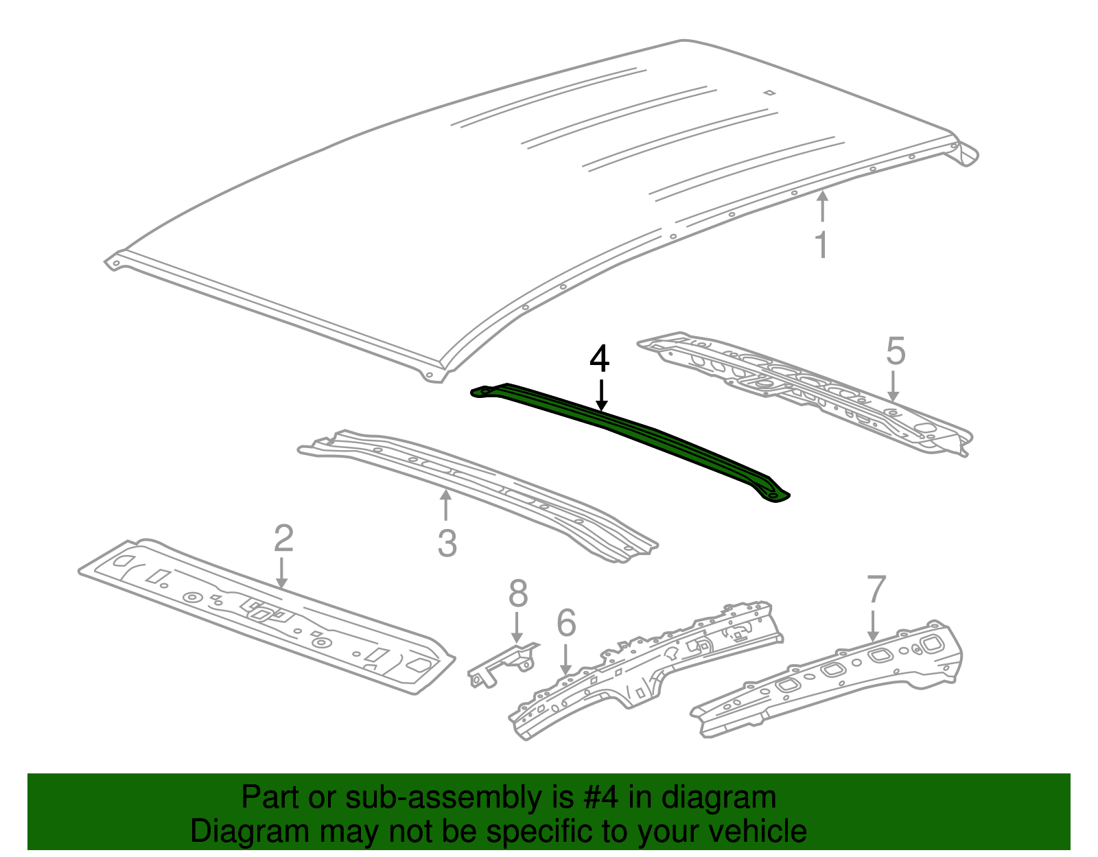 25993557 - Number 2 Roof Panel Bow 2013-2022 GM | AutoNation Parts