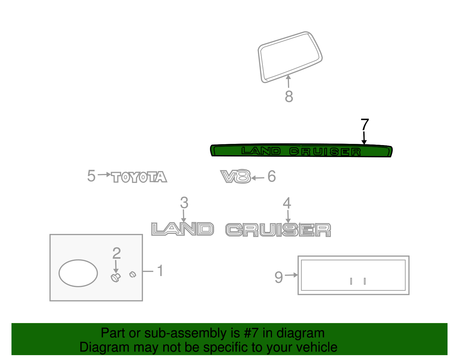 2003-2007 Toyota Land Cruiser Nameplate 75441-60500-B4 | Toyota Parts ...