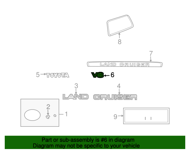 75445-60010 - Hatch Emblem 1998-2007 Toyota Land Cruiser ...