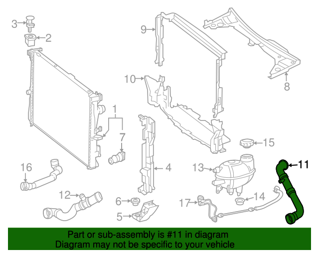 205-501-71-84 - Radiator Coolant Hose 2015-2023 Mercedes-Benz ...