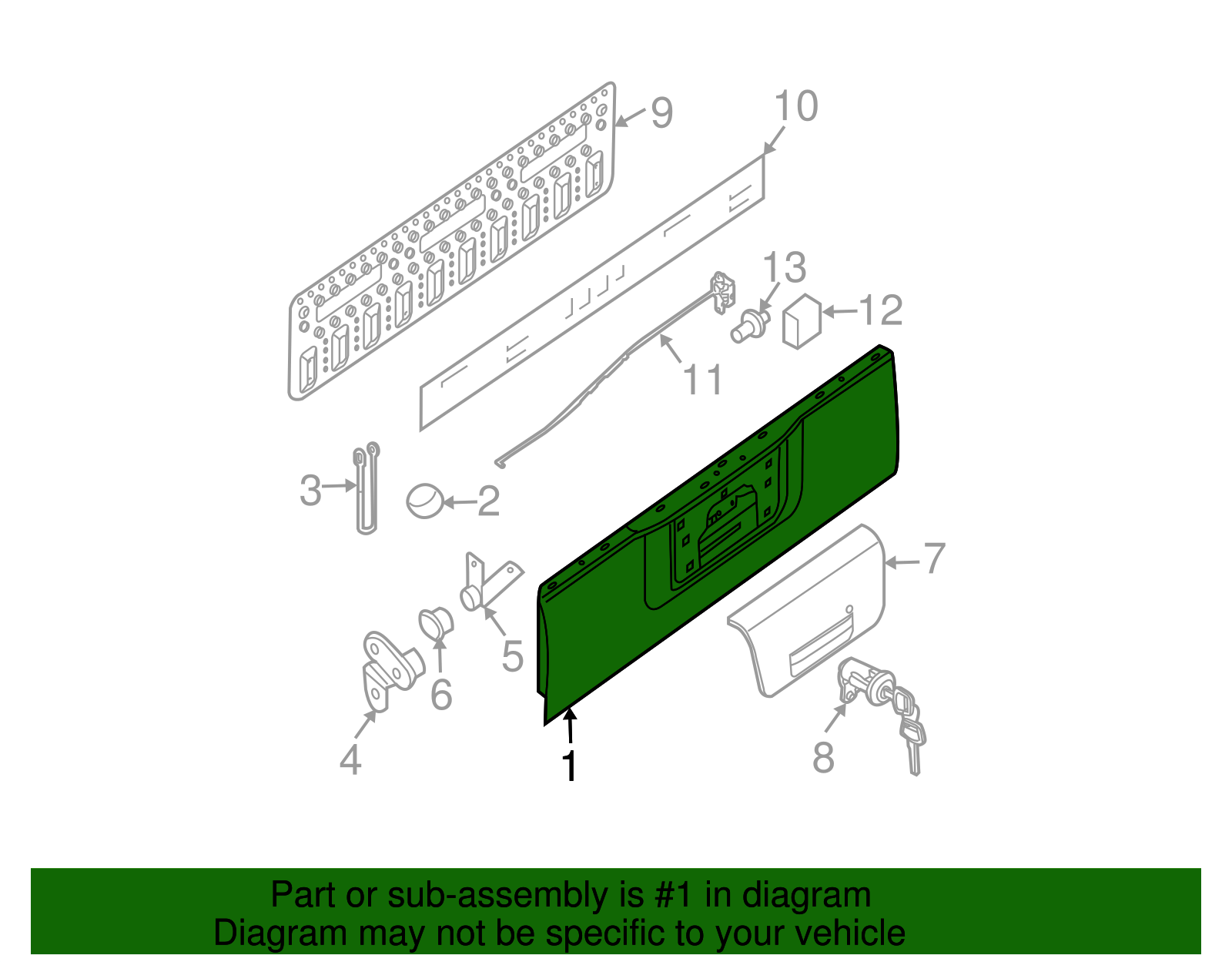 2013-2021 Nissan Frontier Tail Gate 93400-9BF0A | Nissan Parts Plus