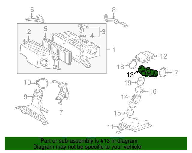 17881-20140 - Engine Air Intake Hose 2006-2010 Toyota Highlander ...