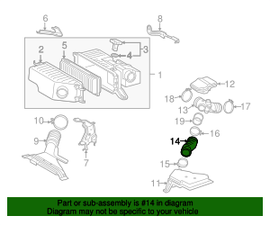 17882-20140 - Engine Air Intake Hose 2006-2010 Toyota Highlander ...