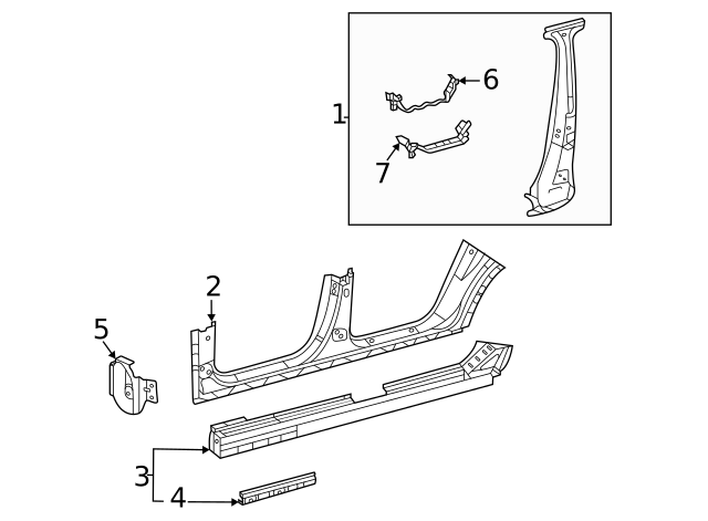 167-630-41-04 - Body B-Pillar Reinforcement 2021-2024 Mercedes-Benz ...