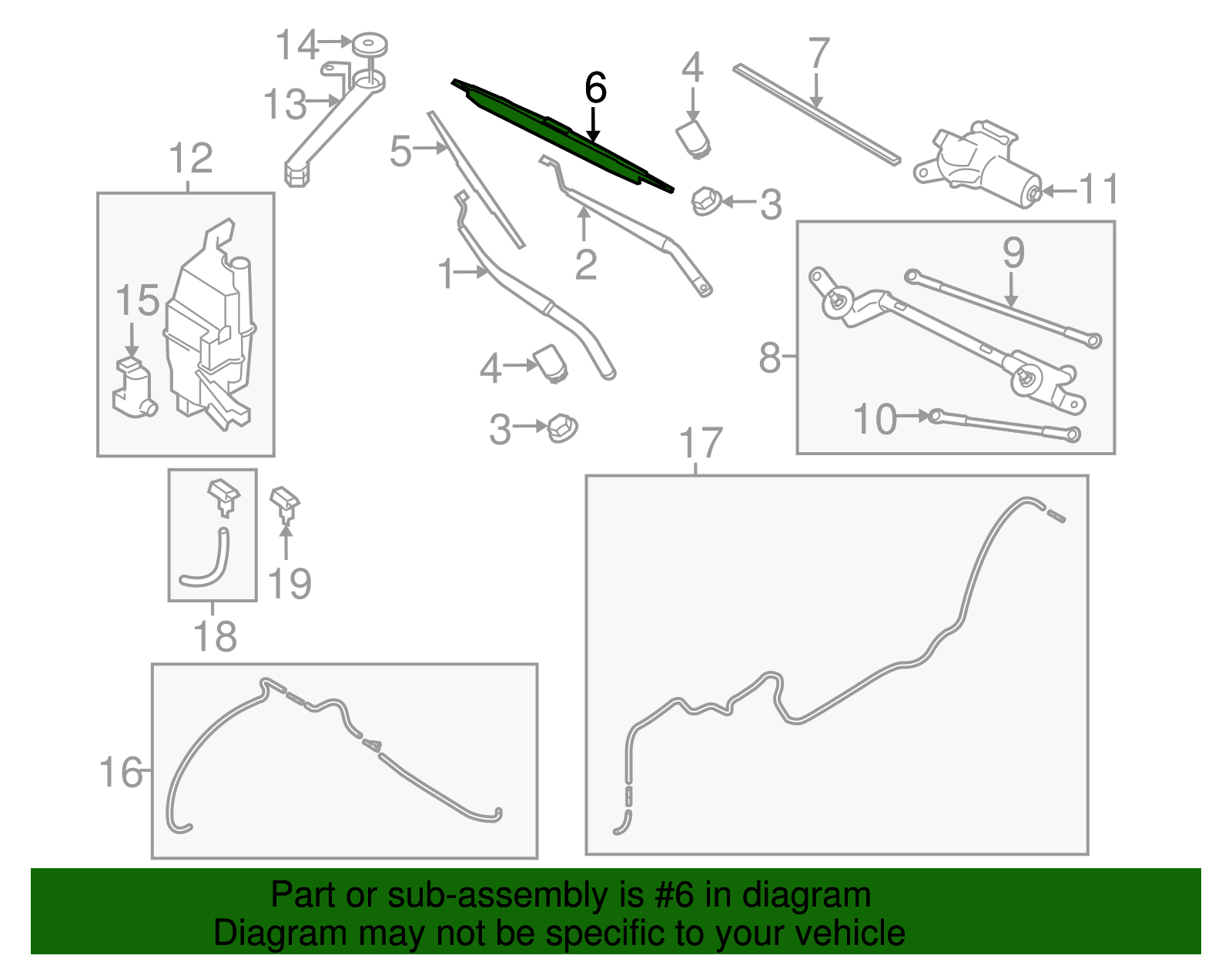 2014-2020 Nissan Rogue Wiper Blade 28890-4BA0C | Bill Kay Nissan Parts