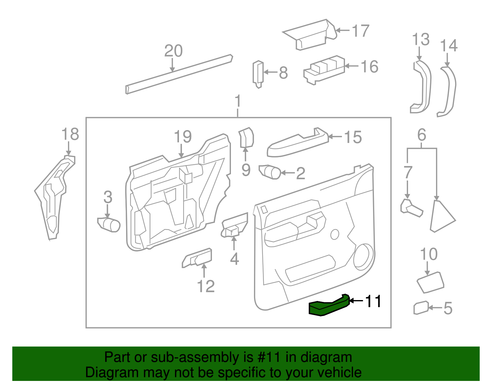 2007-2014 GM Black Interior Driver Side Door Handle 15936892 GM ...