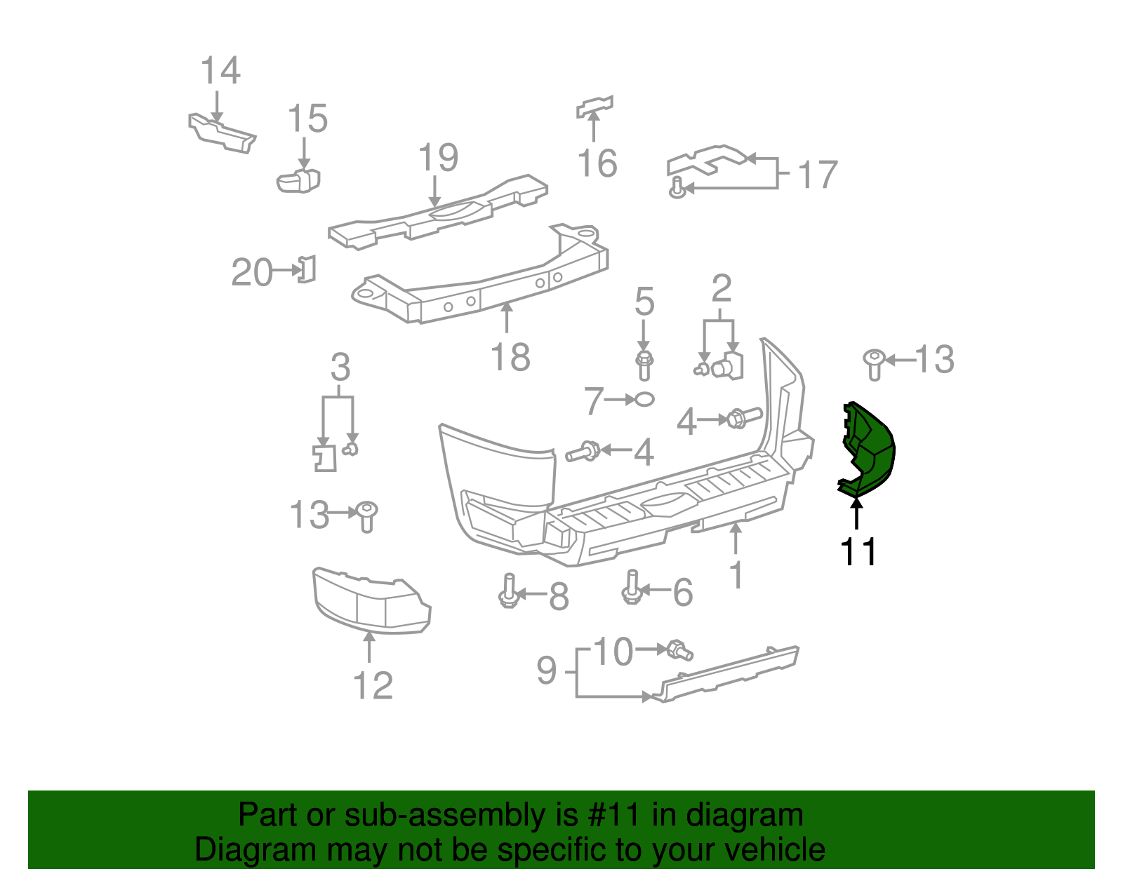2007-2014 Toyota FJ Cruiser Bumper Corner Cover (Right, Rear) 52462 ...
