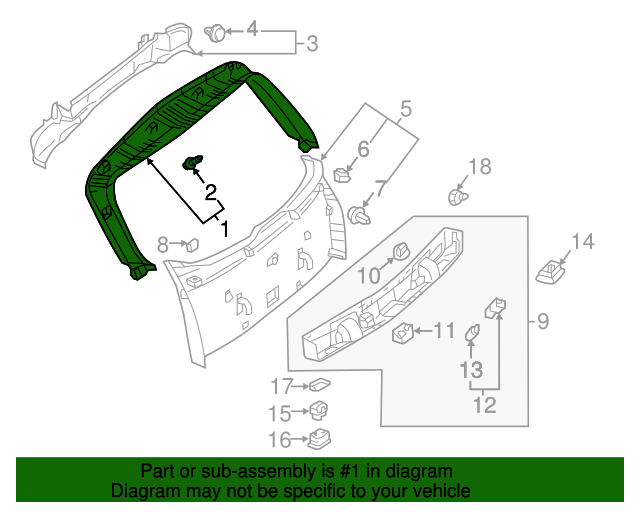 213-740-19-00-9051 - Liftgate Trim 2017-2023 Mercedes-Benz ...