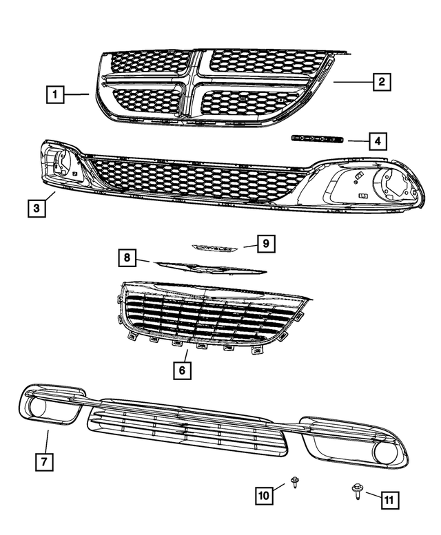 2011-2012 Mopar Radiator Grille 68088969AA | DodgeParts.com