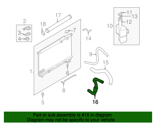 25415-38160 - Radiator Coolant Hose 1999-2005 Hyundai Sonata ...
