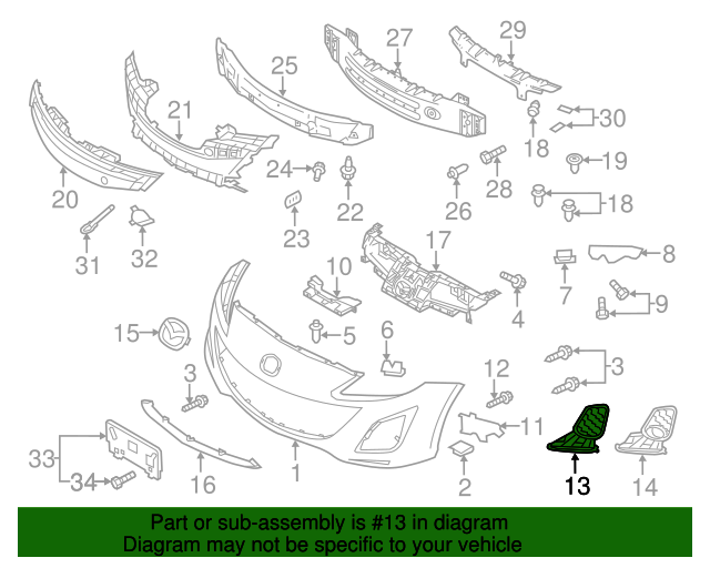 2012-2013 Mazda 3 Lamp Bezel BGV5-50-C21B | RealMazdaParts.com