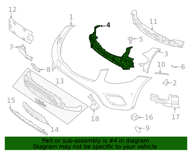 2019-2022 Mercedes-Benz Bumper Cover Support 253-885-79-02 ...