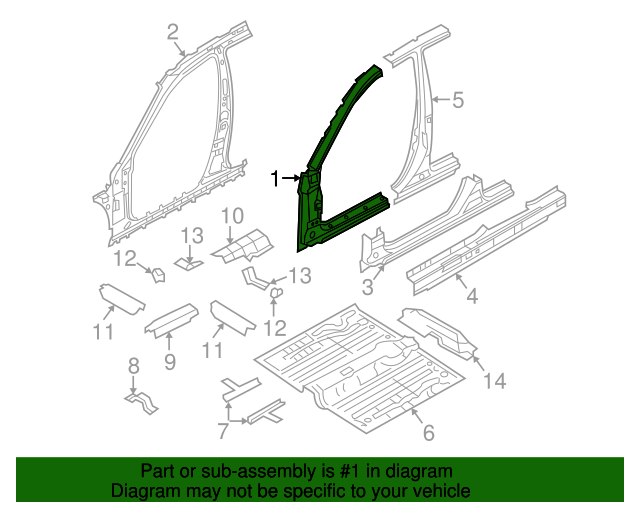 2006-2011 Hyundai Accent Hinge Pillar 71120-1EA20 | QuirkParts