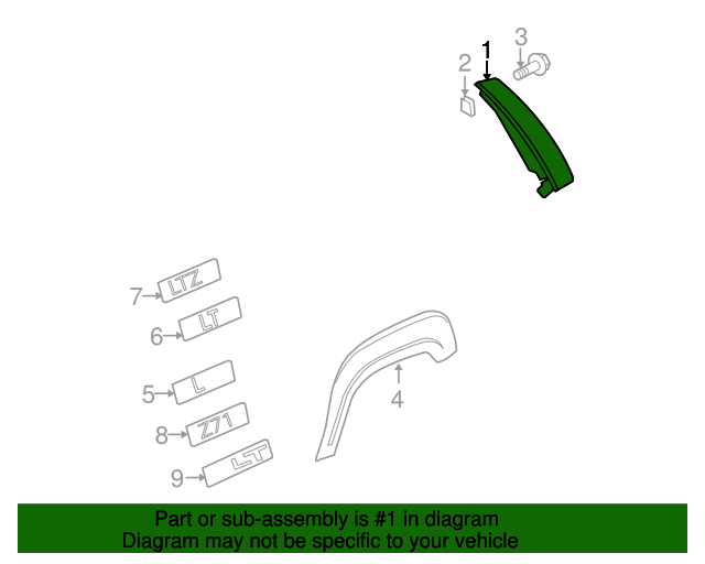 2007-2014 GM Applique Panel - Passenger Side (RH) 25970634 ...