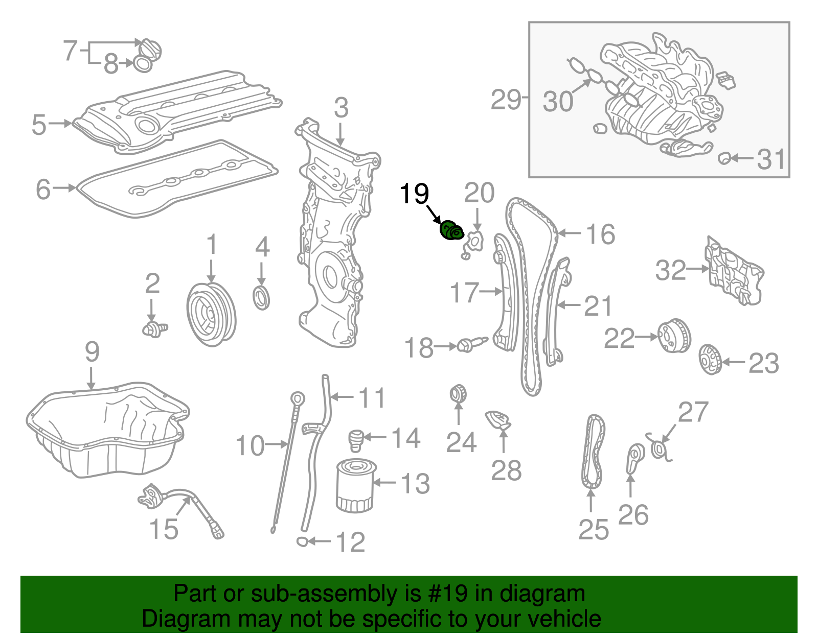 2001-2015 Toyota Engine Timing Chain Tensioner 13540-0H010 | Toyota ...