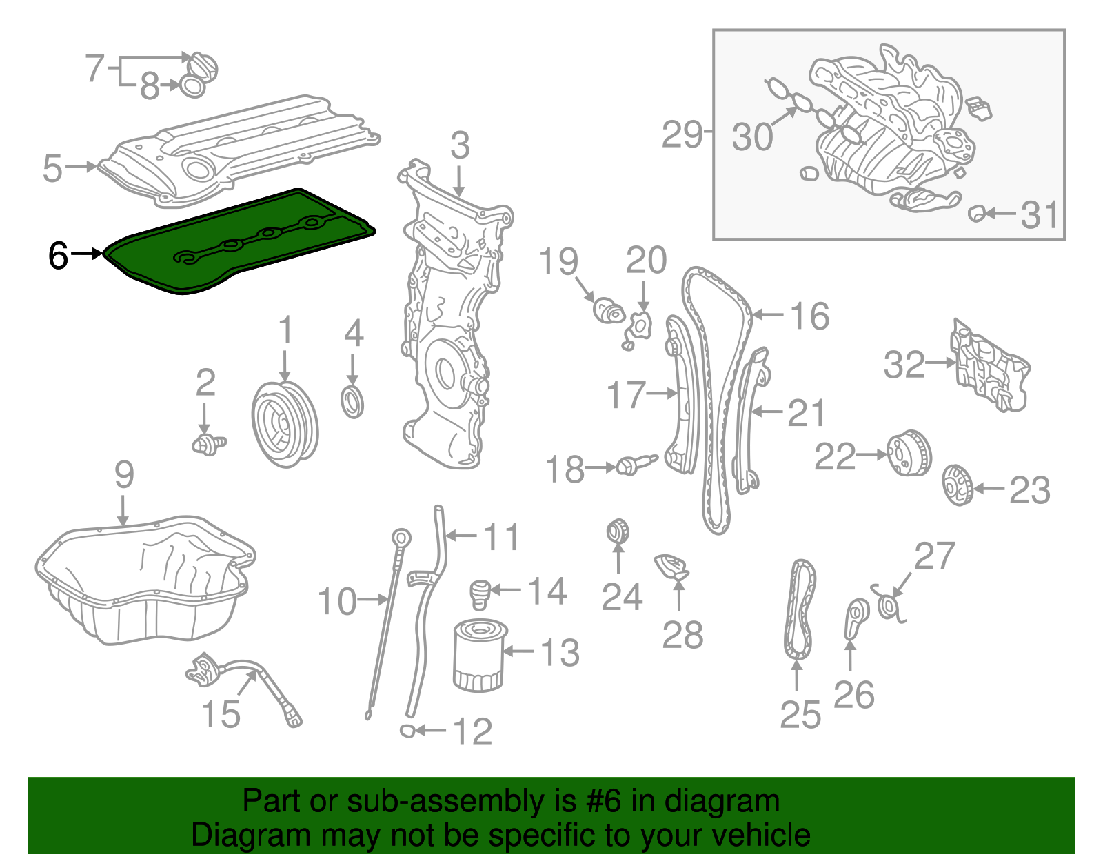 2001-2015 Toyota Engine Valve Cover Gasket 11213-0H010 | OEM Parts Online