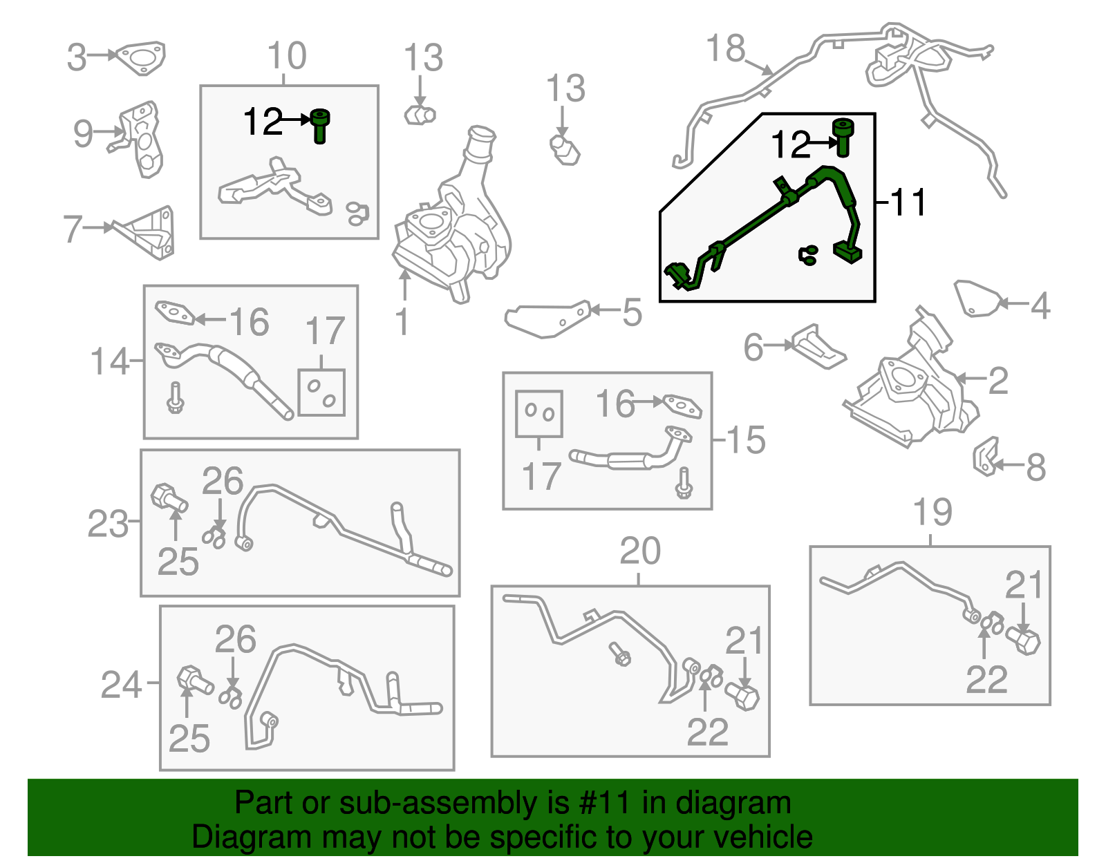 Genuine OEM Ford Part - Turbocharger Oil Line GB5Z-9T516-A | Genuine ...