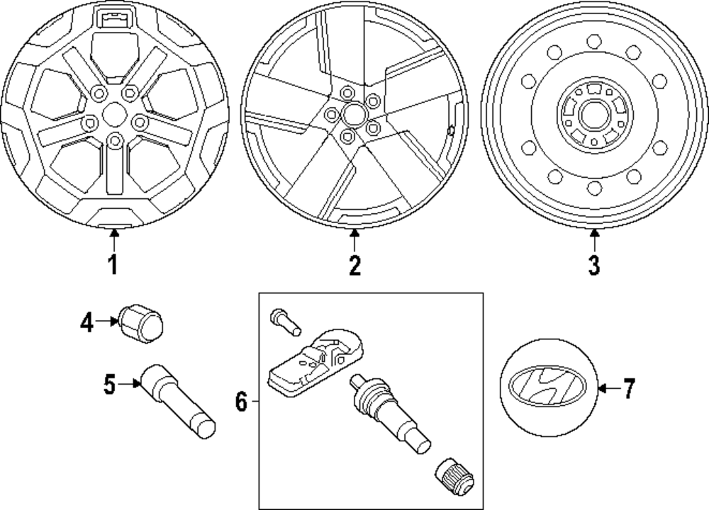 Hyundai - 52910-R6150 - Wheel, Alloy - 2024-2025 Hyundai Santa Fe | OEM ...