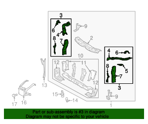 2013-2018 Lexus Radiator Support Side Panel 53203-06260 ...