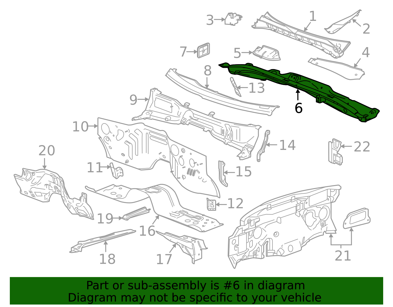 2019-2025 GM Plenum Front Panel Outer Reinforcement 84643958 ...