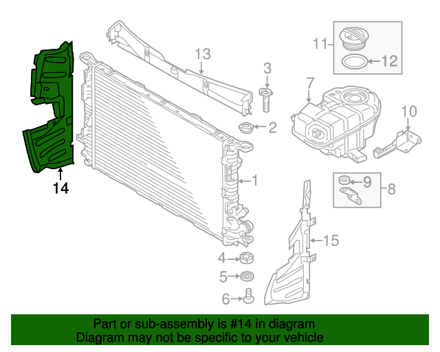 4G0-121-284-T - Radiator Support Baffle 2014-2015 Audi A6 Quattro ...
