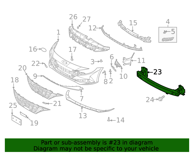 64900-AB010 - Bumper Impact Bar 2021-2023 Hyundai Elantra ...