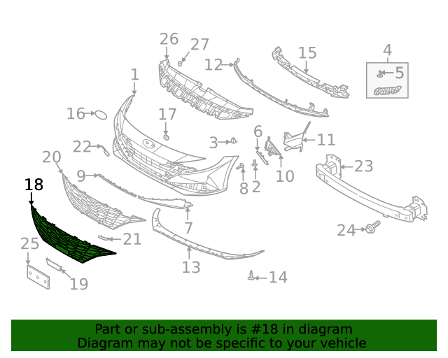 2021-2023 Hyundai Elantra Center Grille 86351-AA030 | QuirkParts