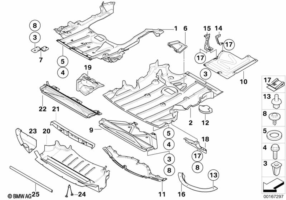 2004-2015 BMW Bracket Underfloor Paneling, Center 51757125441 | Retail ...