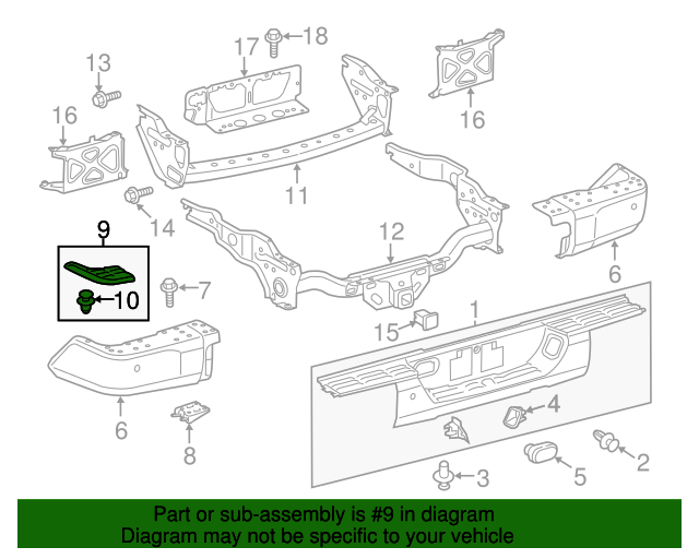 52164-0C060 - Bumper Corner Cover (Left, Rear) - 2014-2021 Toyota ...