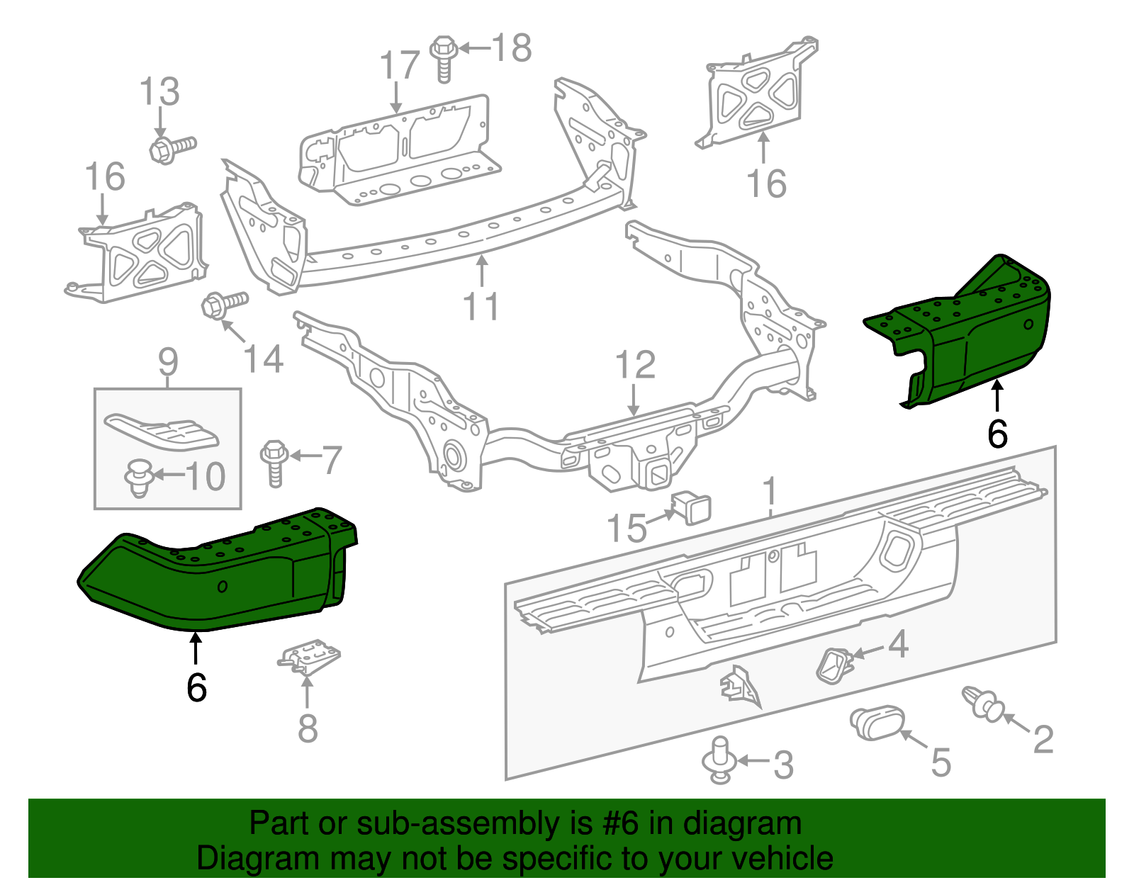 Toyota Parts Bumper Corner Cover (Right, Rear) 52151-0C100 | Toyota ...