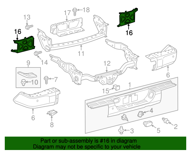 2014-2021 Toyota Tundra Bumper Corner Cover Bracket (Left, Right, Rear ...