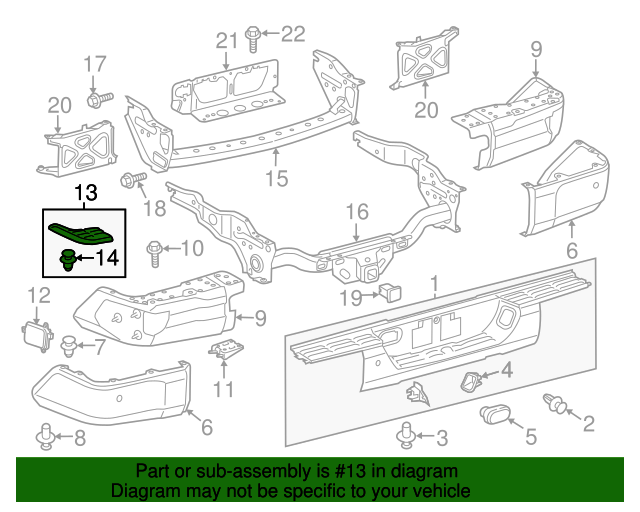 52163-0C070 - Bumper Corner Cover (Right, Rear) - 2014-2021 Toyota ...